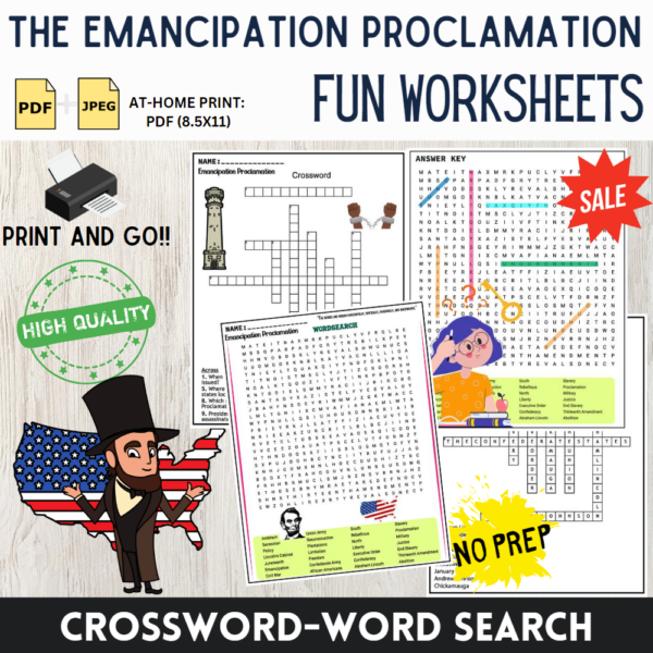 Emancipation Proclamation Worksheets - Word Search and Crossword ...