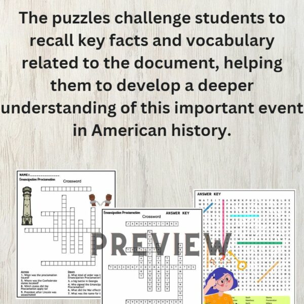 Emancipation Proclamation Worksheets - Word Search and Crossword ...