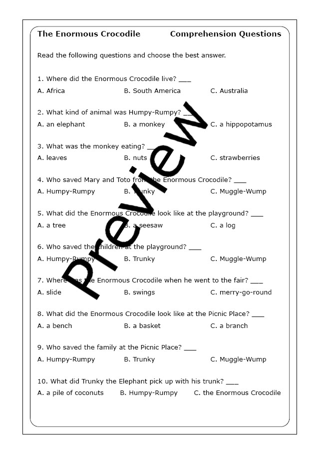 Roald Dahl "The Enormous Crocodile" worksheets | Made By Teachers
