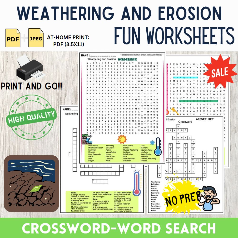 Weathering And Erosion Worksheets
