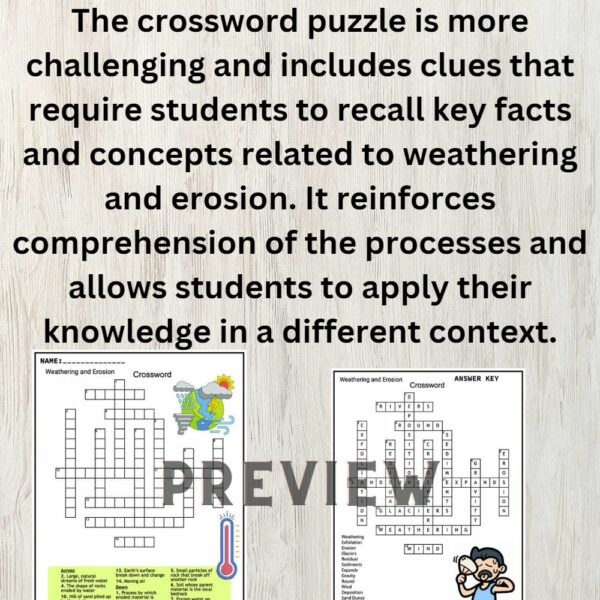 Weathering and Erosion Worksheets - Crossword and Word Search | Made By ...