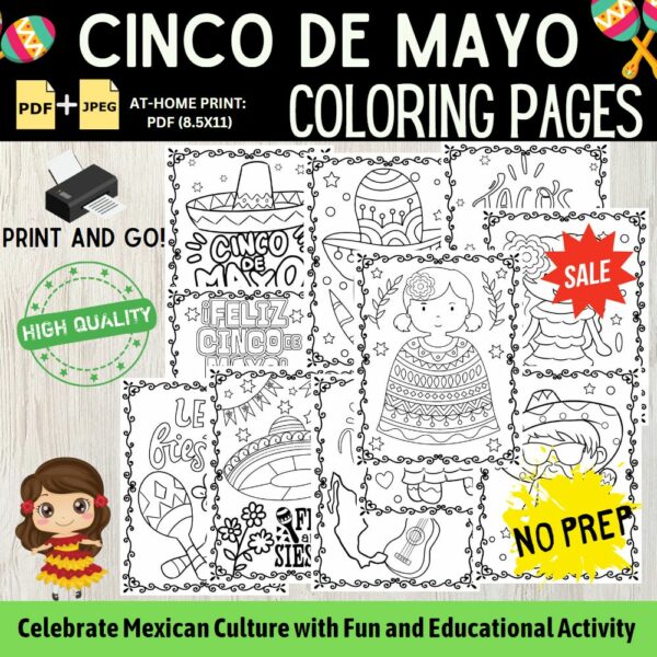 Cinco de Mayo Coloring Sheets: Celebrate Mexican Culture with Fun and ...