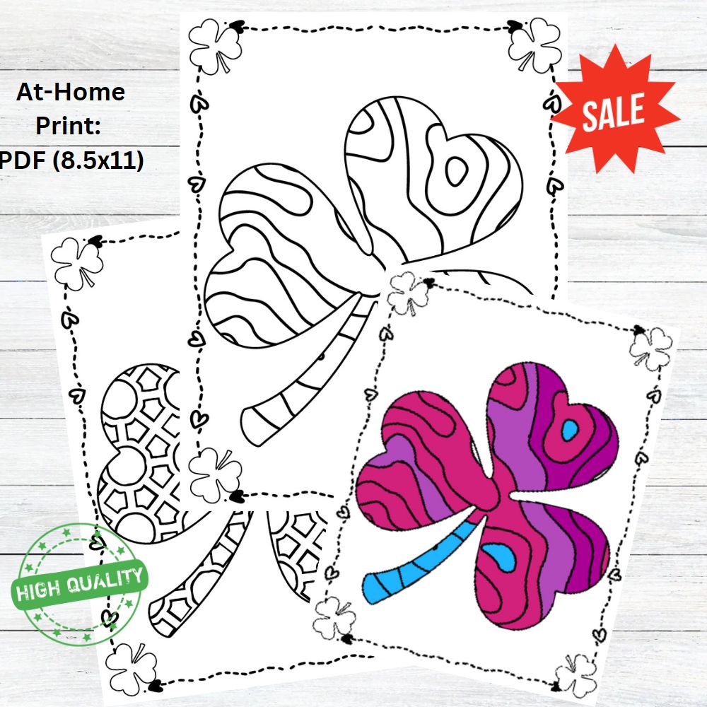 St. Patrick's Day Patterned Shamrocks Coloring Sheets | Made By Teachers