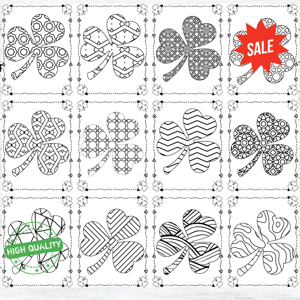 St. Patrick's Day Patterned Shamrocks Coloring Sheets | Made By Teachers