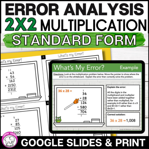 Error Analysis 2 Digit by 2 Digit Multiplication Standard Form Google ...
