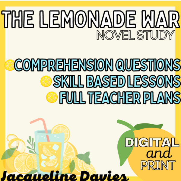 The Lemonade War Novel Study Digital & Print Comprehension quest ...