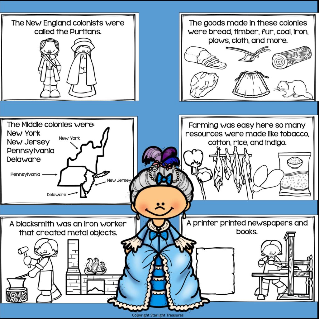 Colonial Times Mini Book for Early Readers - 13 Colonies, Colonial Jobs ...