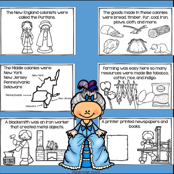 Colonial Times Mini Book for Early Readers - 13 Colonies, Colonial Jobs ...