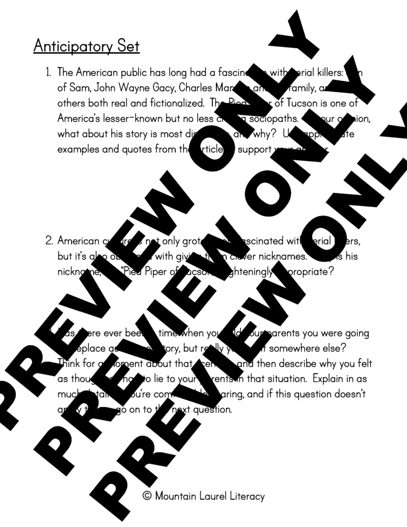 Short Story Unit High School "Where Are You Going, Where Have You Been ...