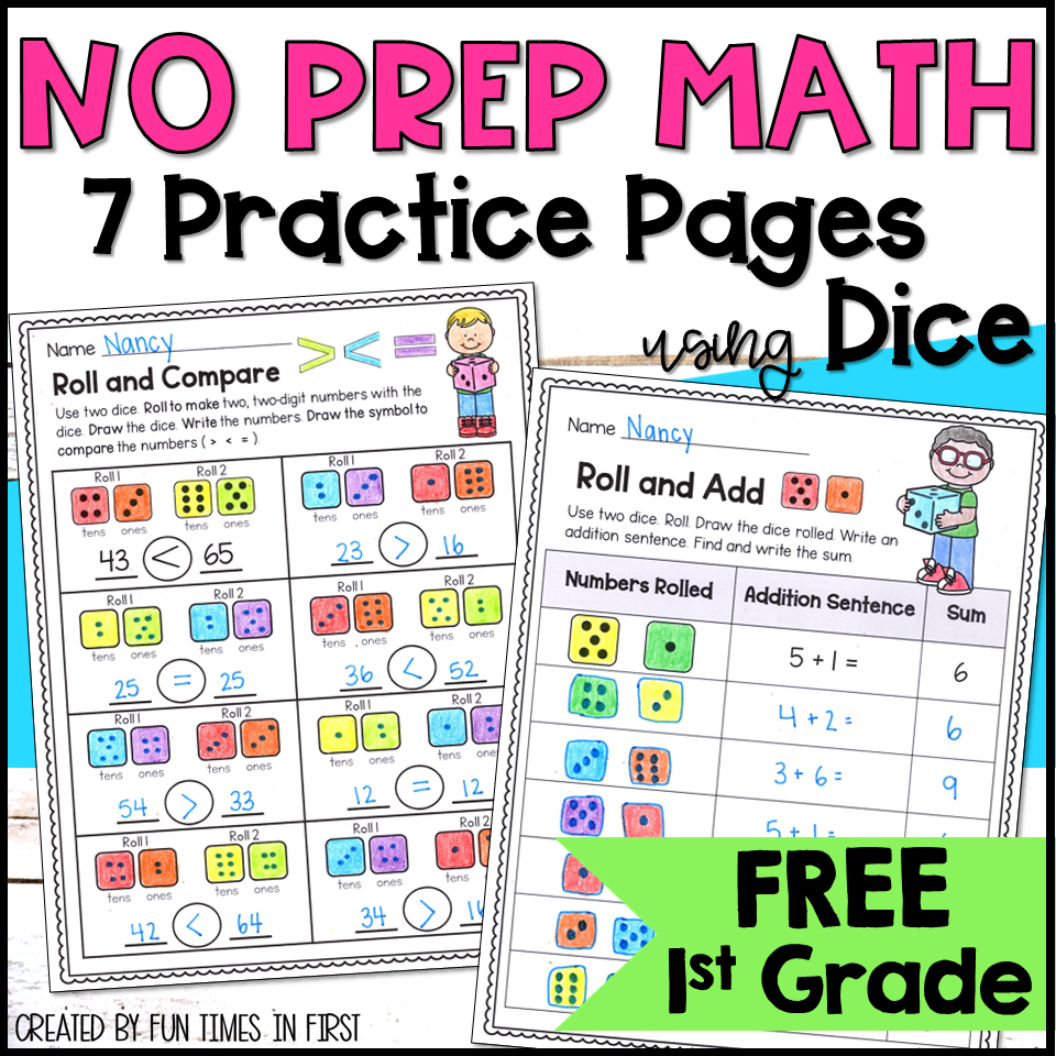 Free No Prep Math using Dice - No Prep Math Printables - Math Center ...
