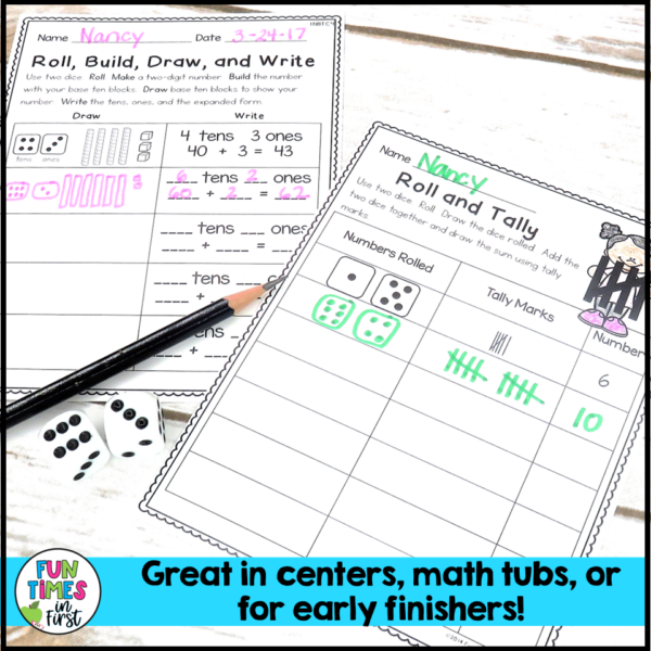Free No Prep Math using Dice - No Prep Math Printables - Math Center ...