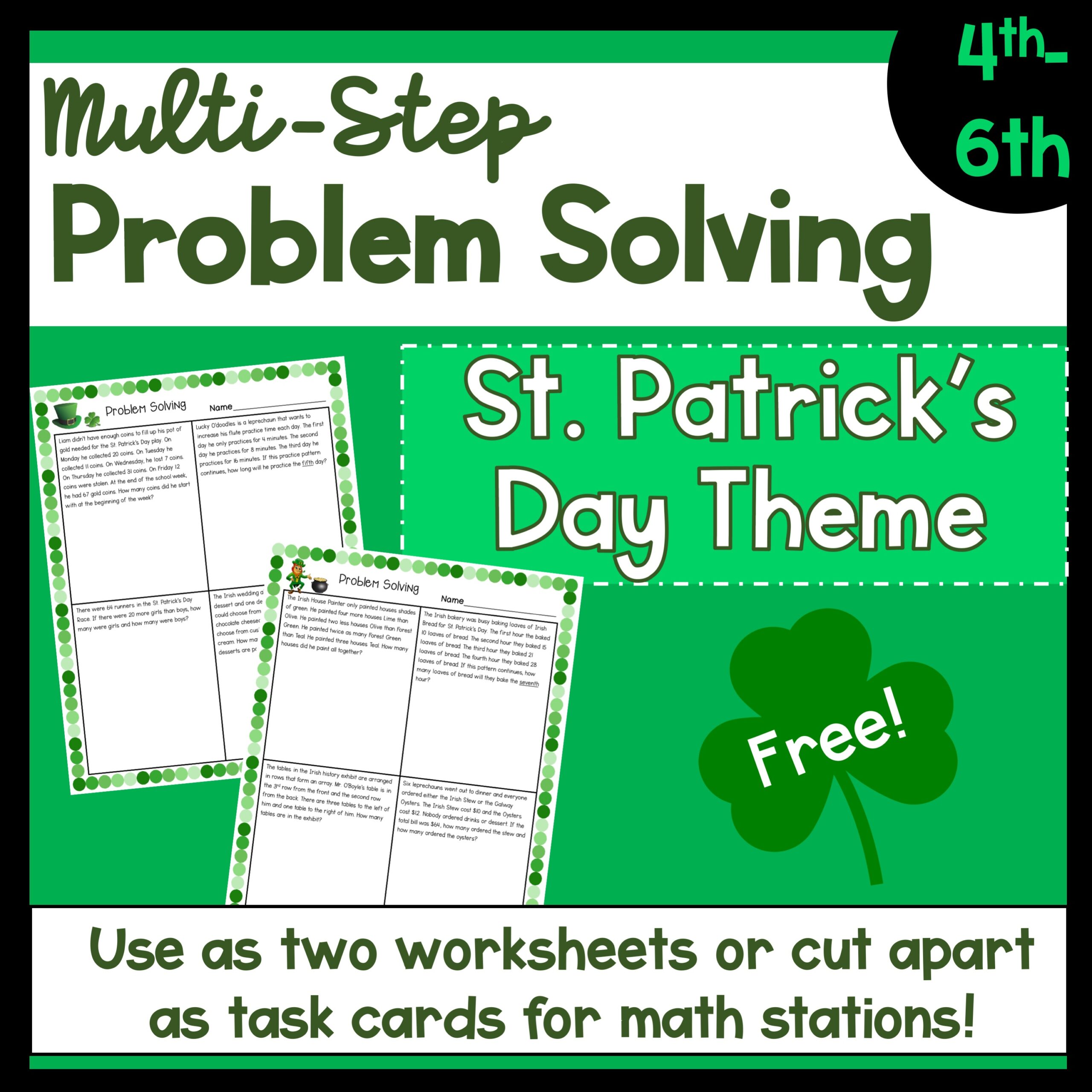 Free St Patrick s Day Multi Step Problem Solving Made By Teachers