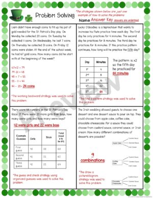 Free St. Patrick's Day Multi Step Problem Solving | Made By Teachers