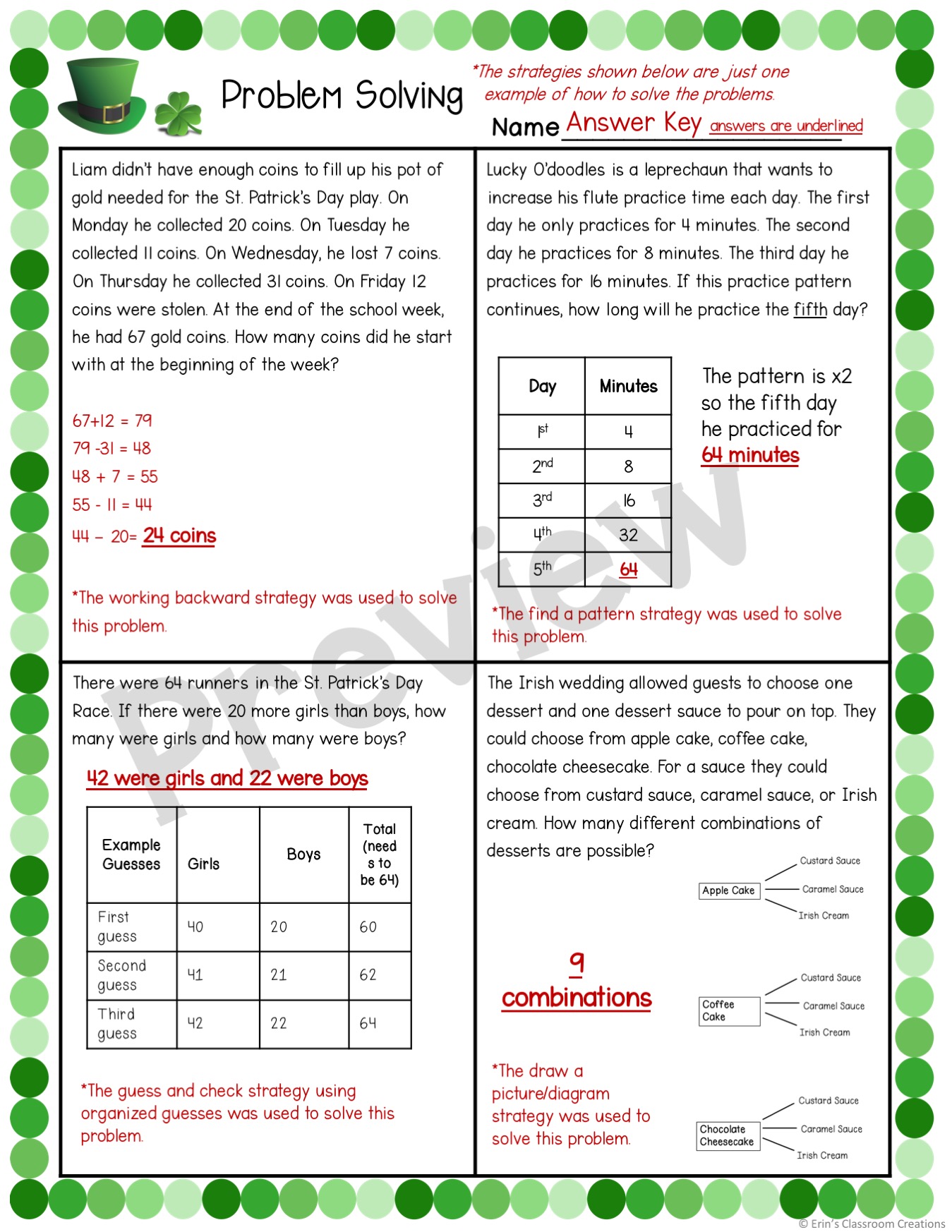 Free St. Patrick's Day Multi Step Problem Solving | Made By Teachers