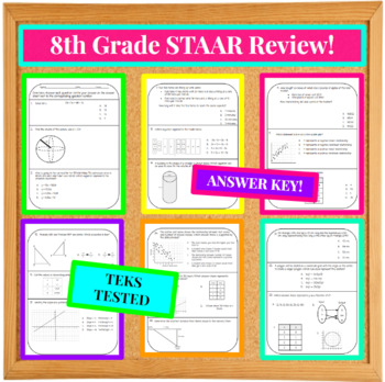 8th Grade Math End of Year, STAAR review Packet with Helpful Hints Page ...
