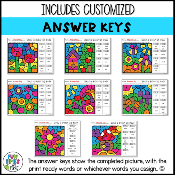 Spring Color By Sight Word Coloring Pages - Editable Sight Word ...
