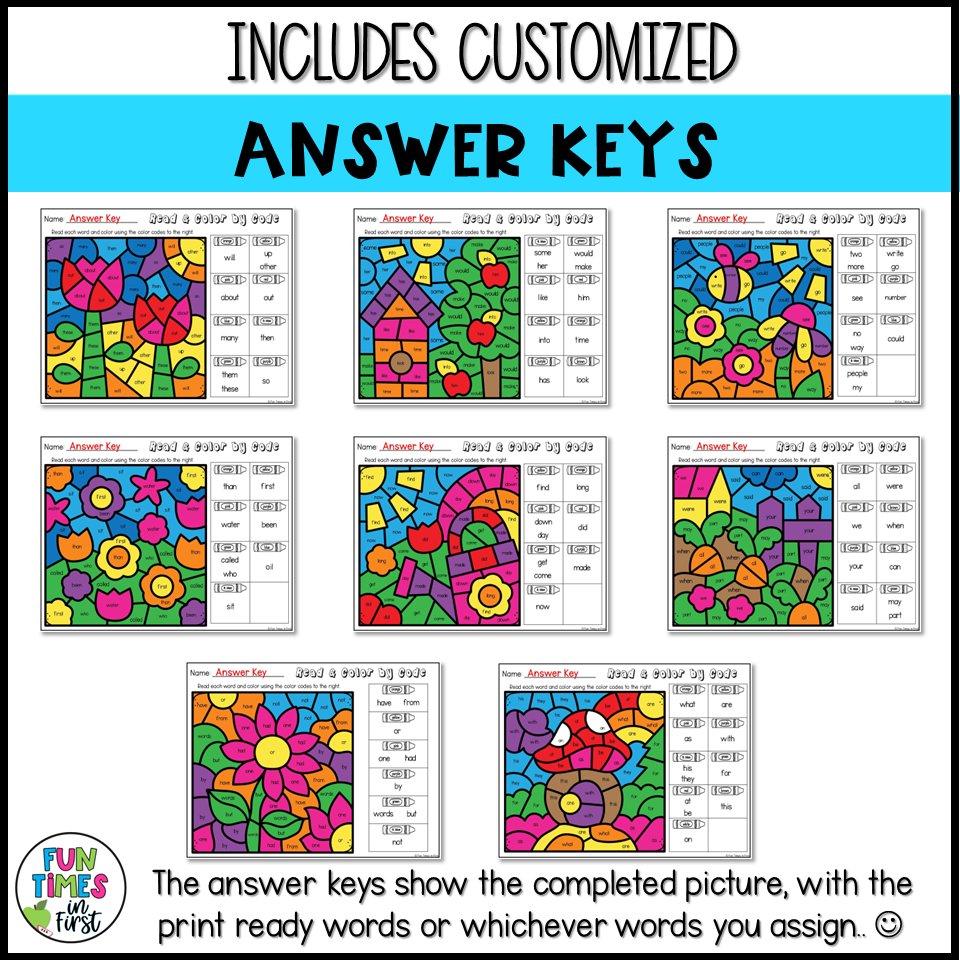 Spring Color By Sight Word Coloring Pages - Editable Sight Word ...