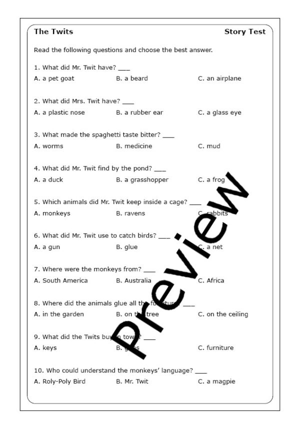 Roald Dahl "The Twits" worksheets | Made By Teachers