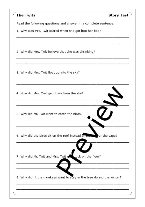 Roald Dahl "The Twits" worksheets | Made By Teachers