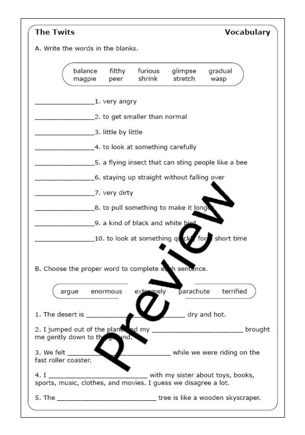 Roald Dahl "The Twits" worksheets | Made By Teachers
