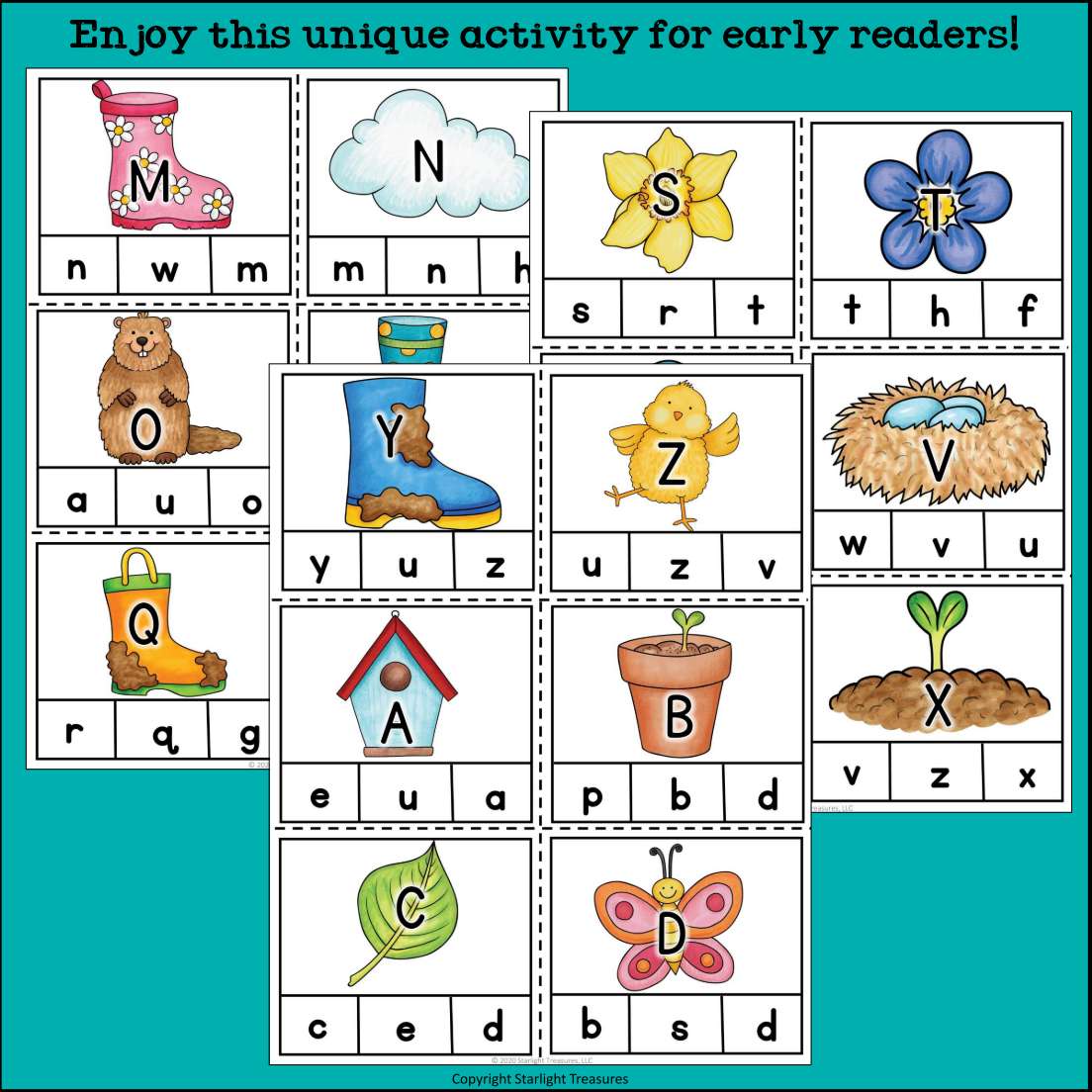 Spring Alphabet Clip Cards for Early Readers - Alphabet Clip Cards ...