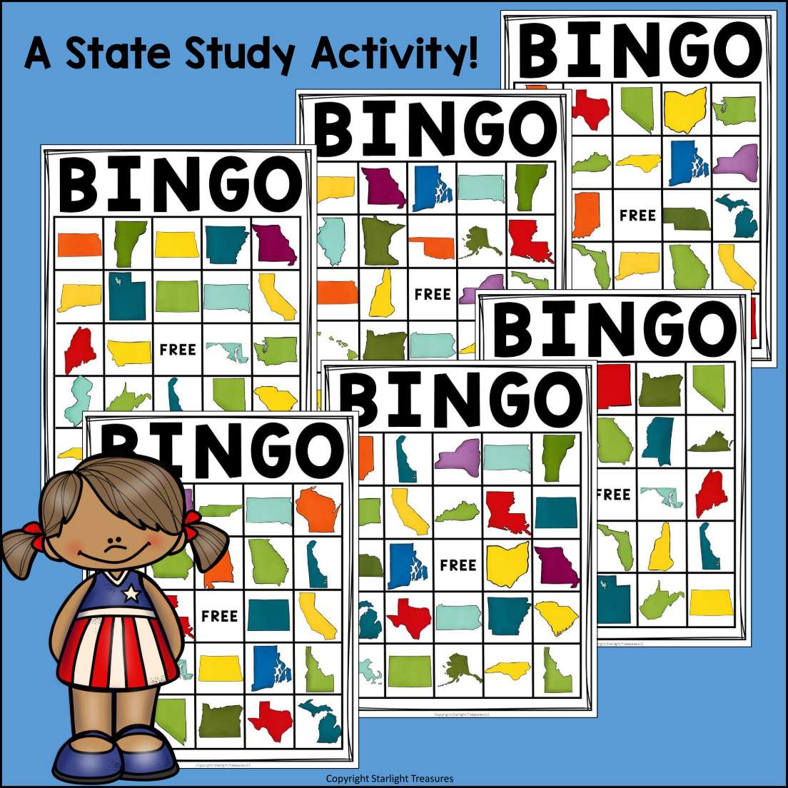 50 States Bingo Cards for Early Readers - 50 States Bingo FREEBIE ...