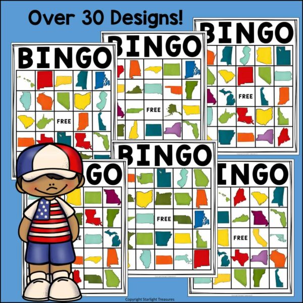 50 States Bingo Cards for Early Readers - 50 States Bingo FREEBIE ...