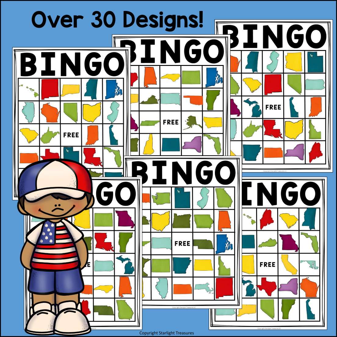50 States Bingo Cards for Early Readers - 50 States Bingo FREEBIE ...