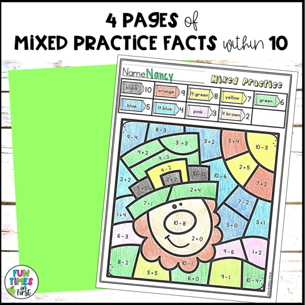 St. Patrick's Day Color by Number | Addition Subtraction & Mixed ...