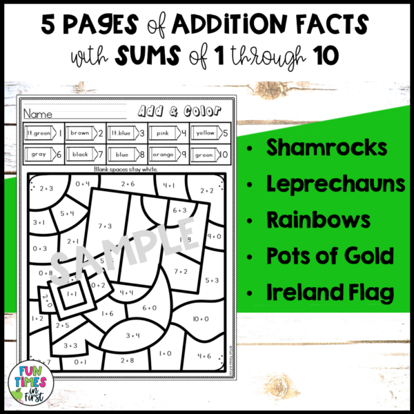 St. Patrick's Day Color by Number | Addition Subtraction & Mixed ...
