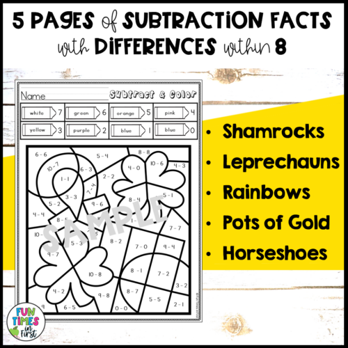 St. Patrick's Day Color by Number | Addition Subtraction & Mixed ...