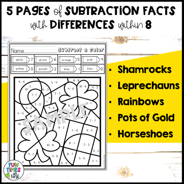 St. Patrick's Day Color by Number | Addition Subtraction & Mixed ...
