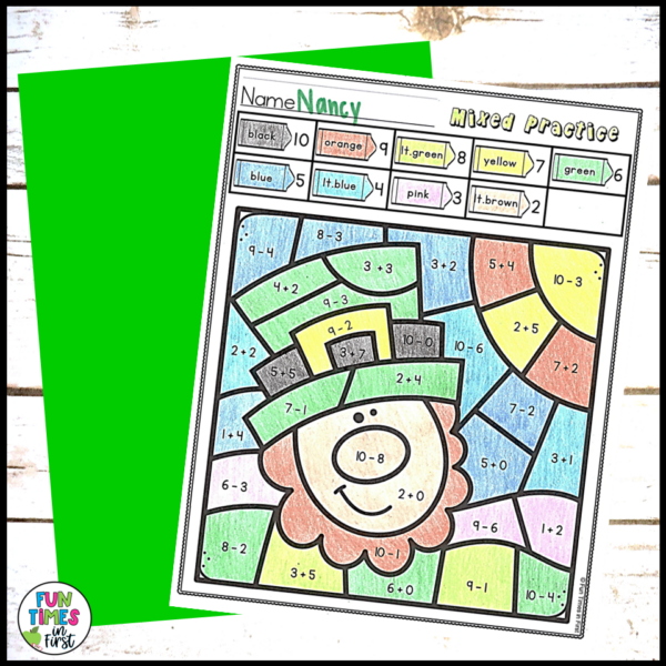 St. Patrick's Day Color by Number | Addition Subtraction & Mixed ...