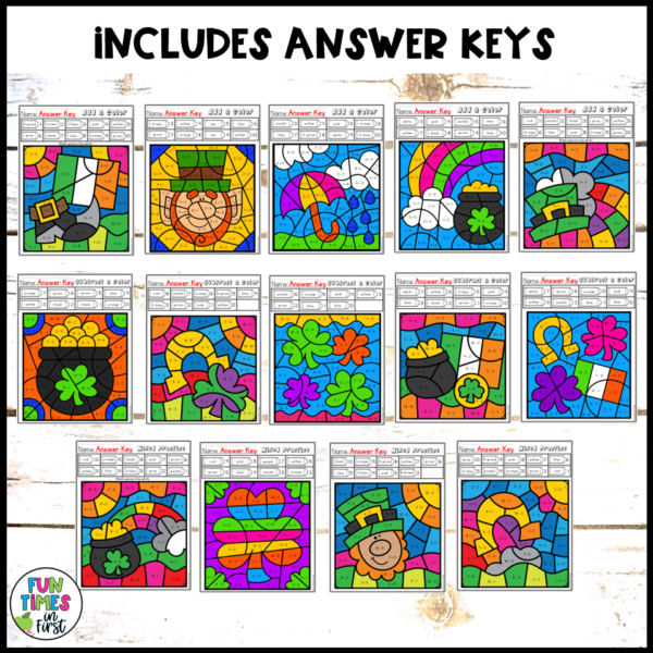St. Patrick's Day Color by Number | Addition Subtraction & Mixed ...