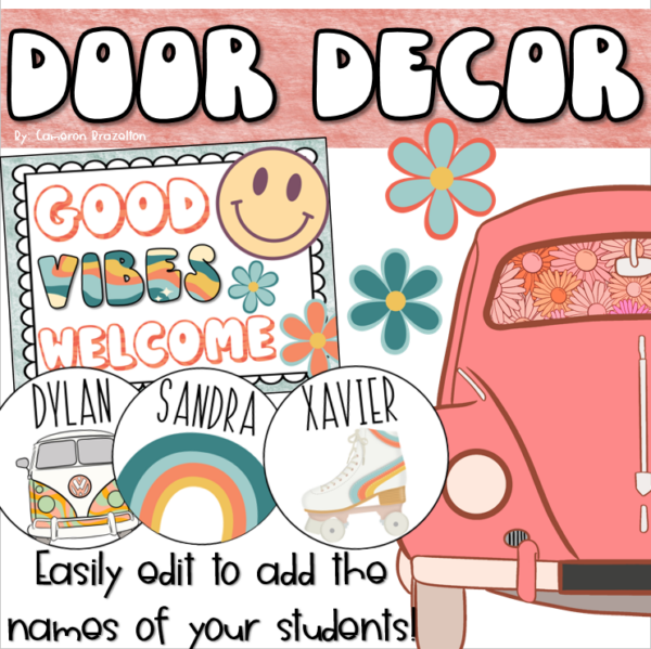 Back to School Door Display Bulletin Board Decoration Groovy Retro ...