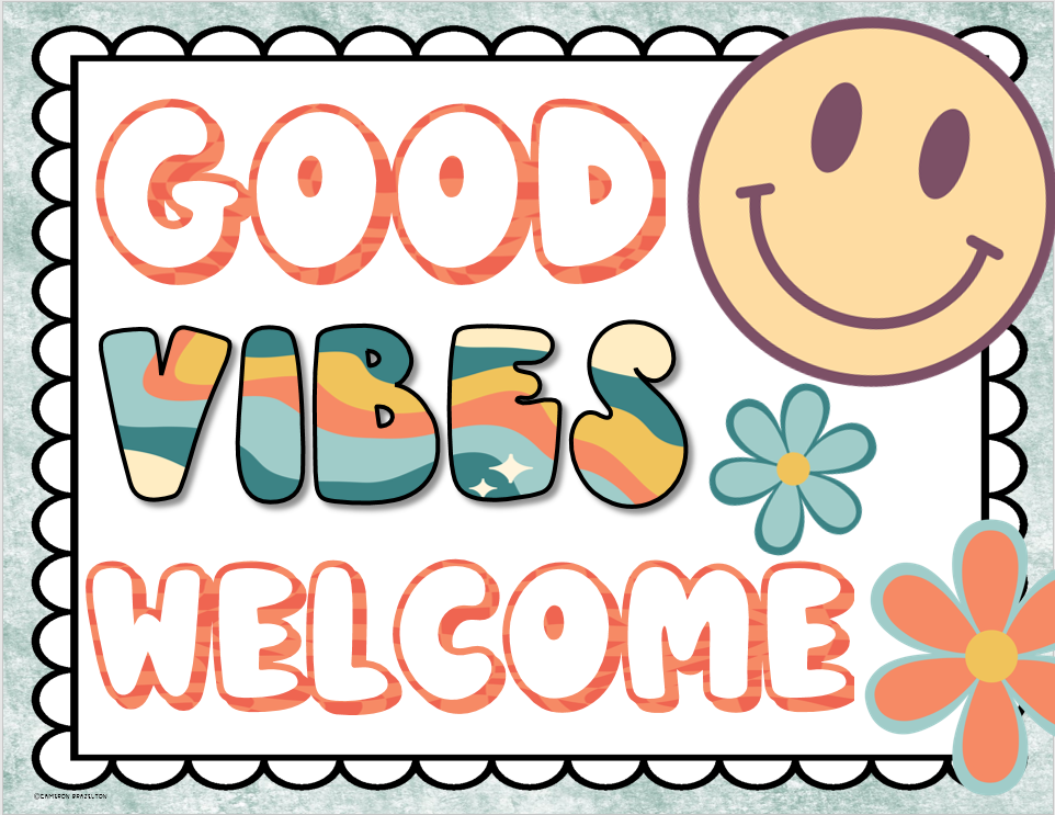 Back to School Door Display Bulletin Board Decoration Groovy Retro ...