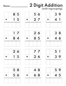 10 Printable Two Digit Addition Worksheets, Double Digit Addition ...