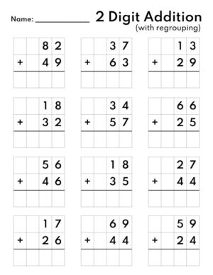 10 Printable Two Digit Addition Worksheets, Double Digit Addition ...