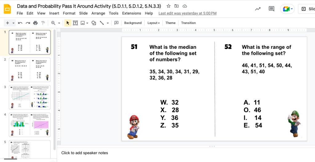 5th Grade Math Mario and Luigi State Test Review | Made By Teachers