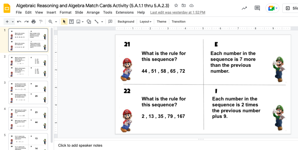 5th Grade Math Mario and Luigi State Test Review | Made By Teachers