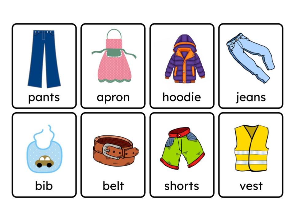 Printable Clothing Flashcards, Learning Cards for Kids, Preschoolers ...