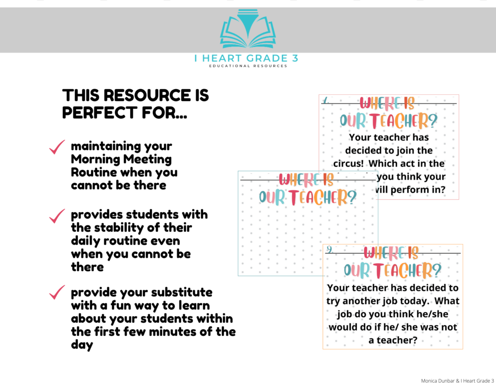 Morning Meetings for Your Substitute | Made By Teachers