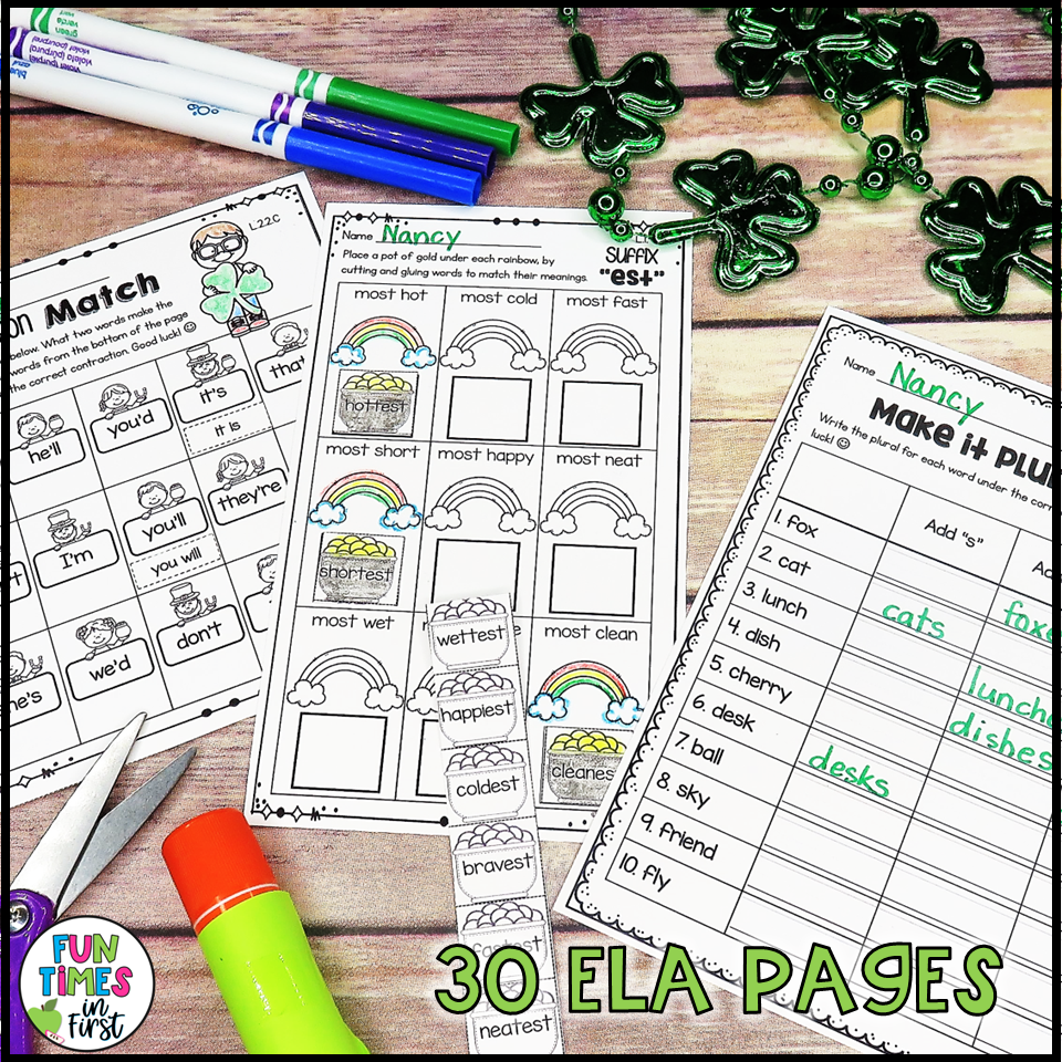 First Grade March NO PREP Printables - 1st Grade March ELA and Math ...
