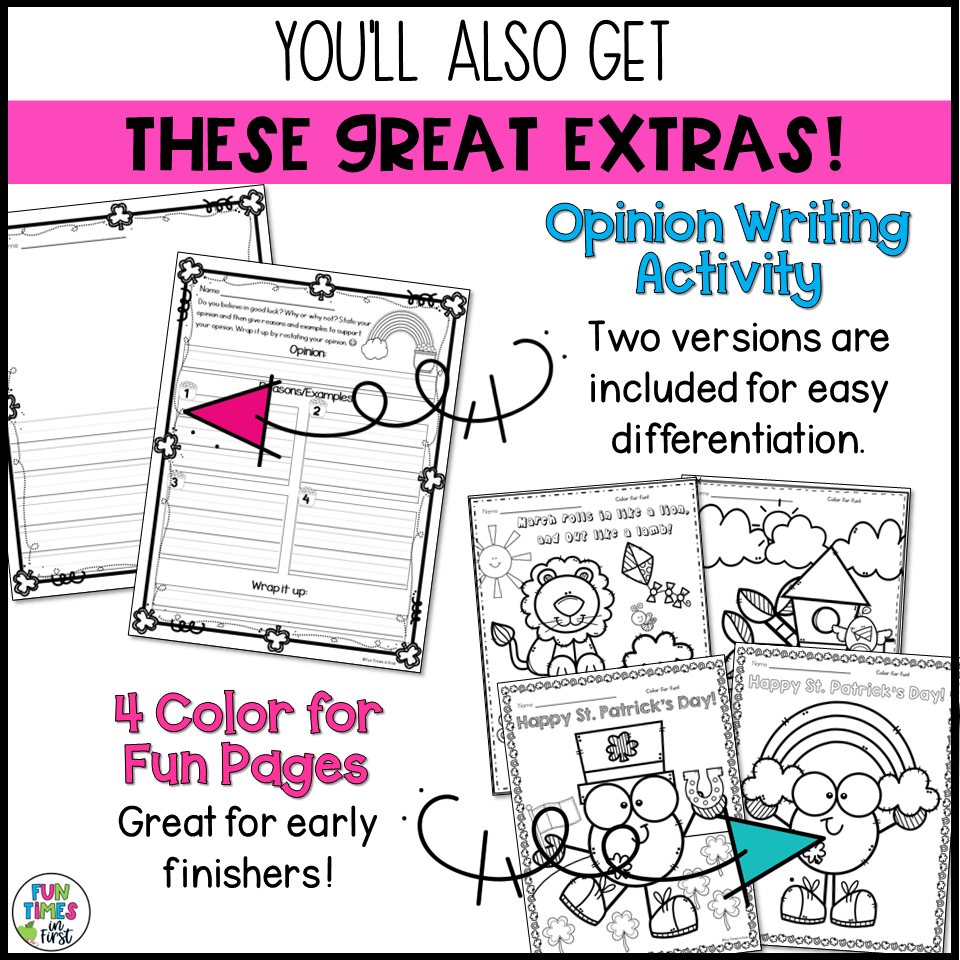 First Grade March NO PREP Printables - 1st Grade March ELA and Math ...