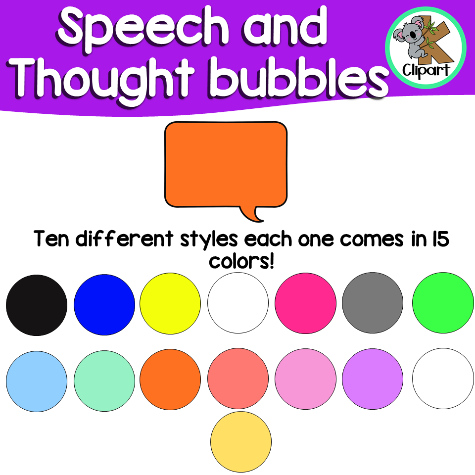 Speech and thought Bubbles by K Clipart | Made By Teachers