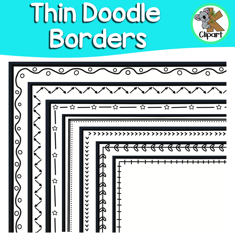 Thin Doodle Borders by K clipart | Made By Teachers