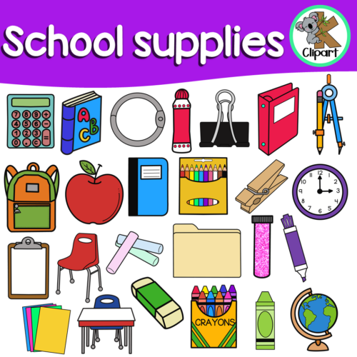 School Supplies Clipart pack by K Clipart | Made By Teachers
