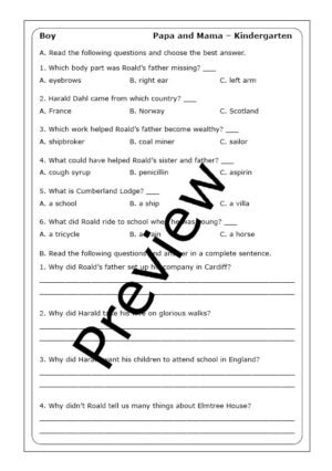 Roald Dahl "Boy: Tales of Childhood" worksheets | Made By Teachers