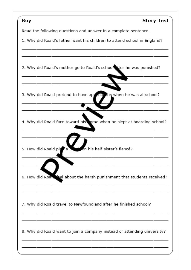 Roald Dahl "Boy: Tales of Childhood" worksheets | Made By Teachers