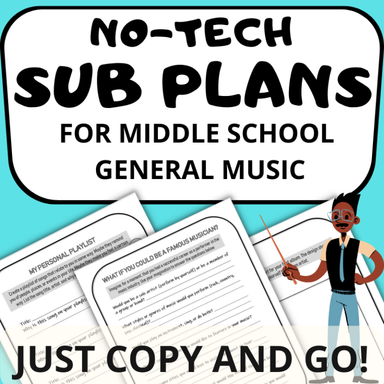 NO-Prep NO-Tech SUB PLANS for Middle School Music | Made By Teachers
